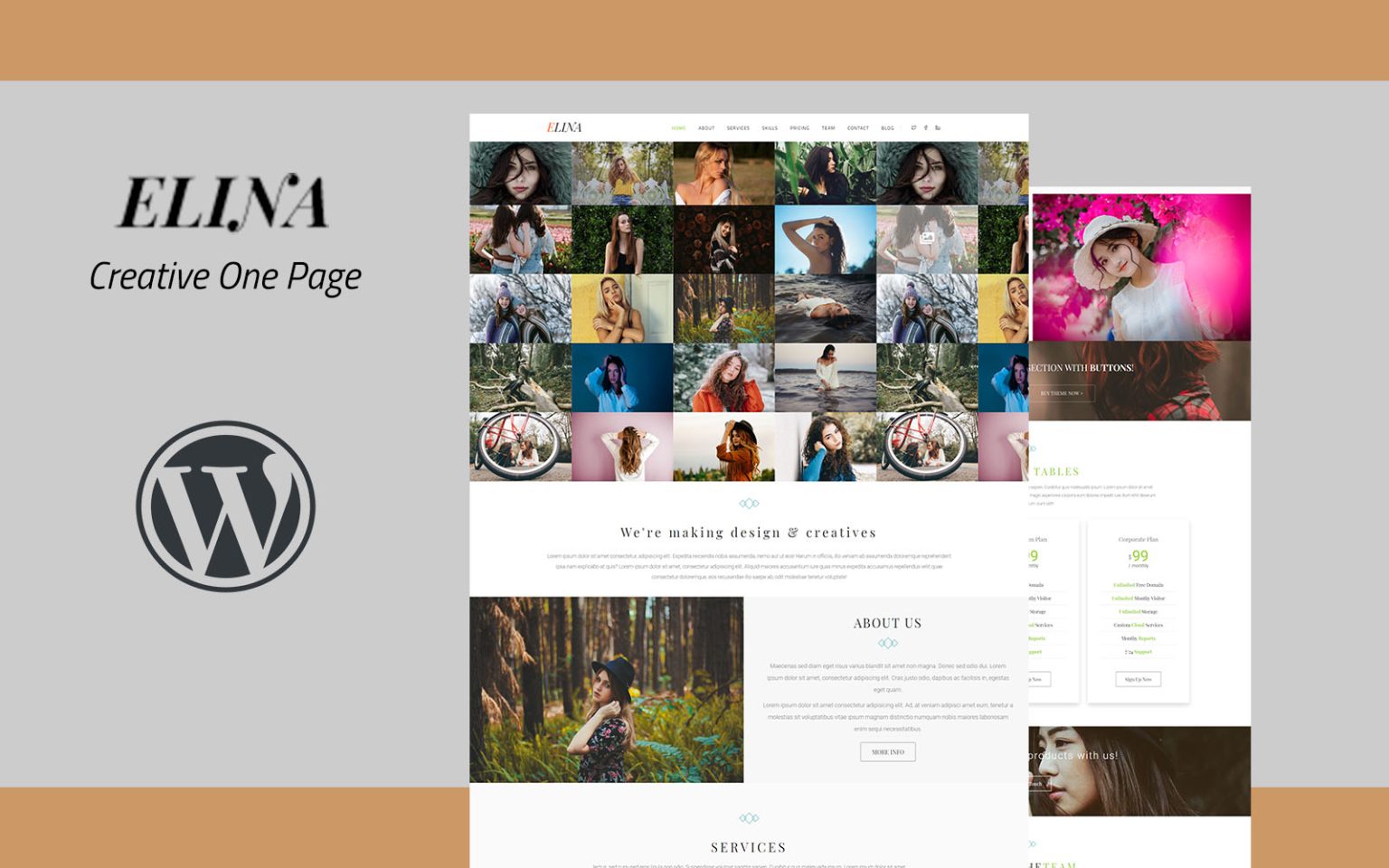Elina - Creative One Page WordPress Theme | pixelonetry